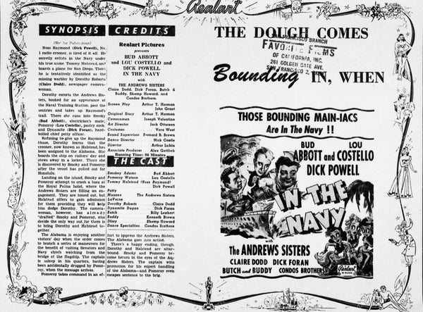 ad slick Andrew Sisters In the Navy 3591-02 – ABCDVDVIDEO