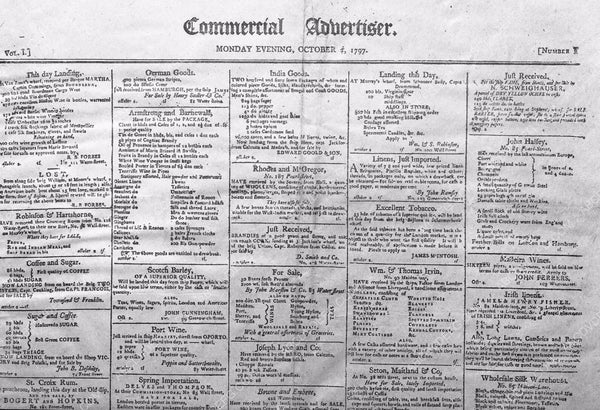 1797 The American Minerva newspaper front page cool interesting 4b09-2 ...
