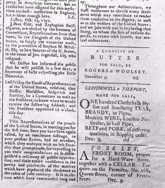 1797 The American Minerva newspaper front page cool interesting 4b09-2 ...