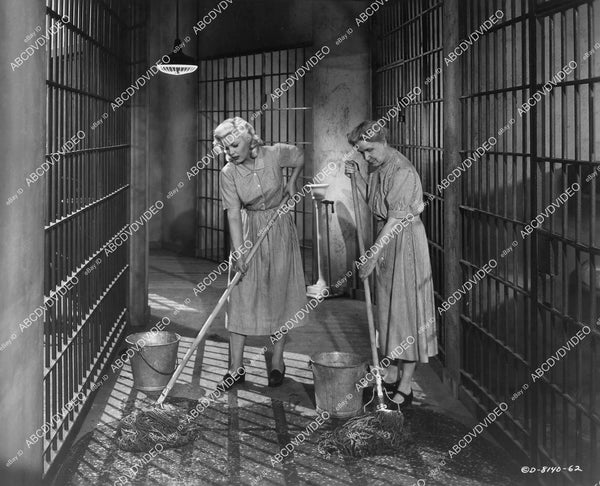 crp-11158 1953 Cleo Moore mopping the prison floor film One Girl's Con ...