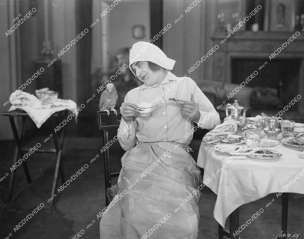 crp-05606 1927 Johnny Hines in drag w a parrot silent film Home Made c ...